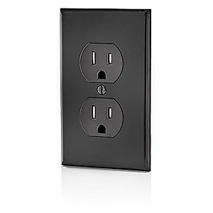 Leviton T5320-E 15 Amp, 125 Volt, Tamper Resistant, Duplex Receptacle, Residential Grade, Grounding, Black