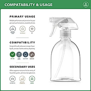 Bar5F Fine Mist Spray Bottle 16-Ounce Essential Oils, Gardening, Mild Cleaning Solutions, Pets, Plants, Cooking, Water Spray Bottle, Salon Hair Misting (1)