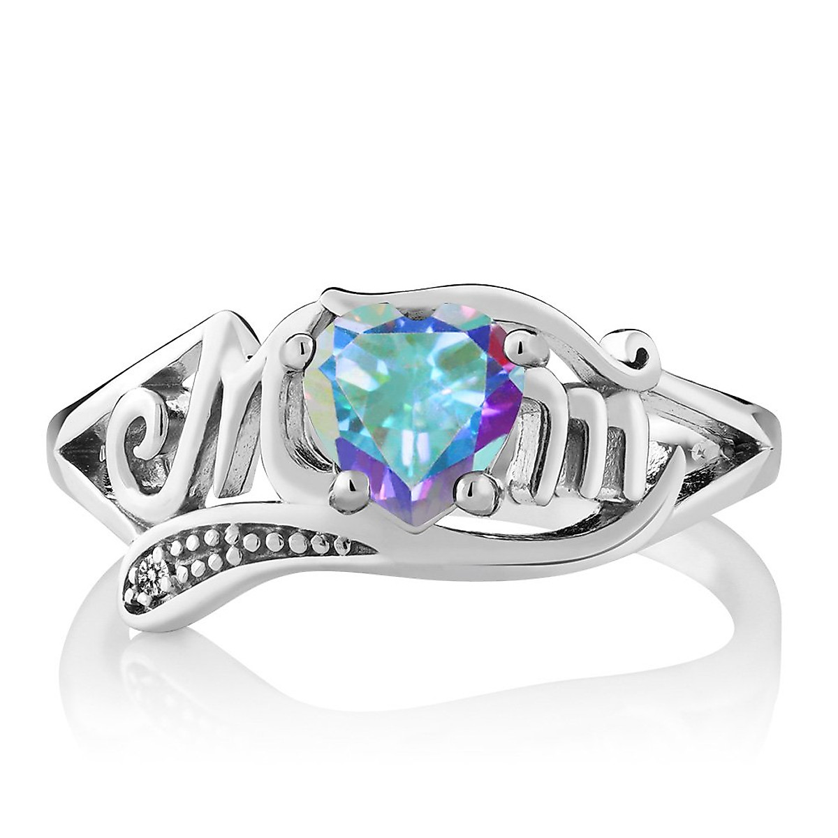 Gem Stone King 925 Sterling Silver 6MM Heart Shape Gemstone Birthstone Mothers Day MOM Ring For Women | Available In Size 5, 6, 7, 8, 9