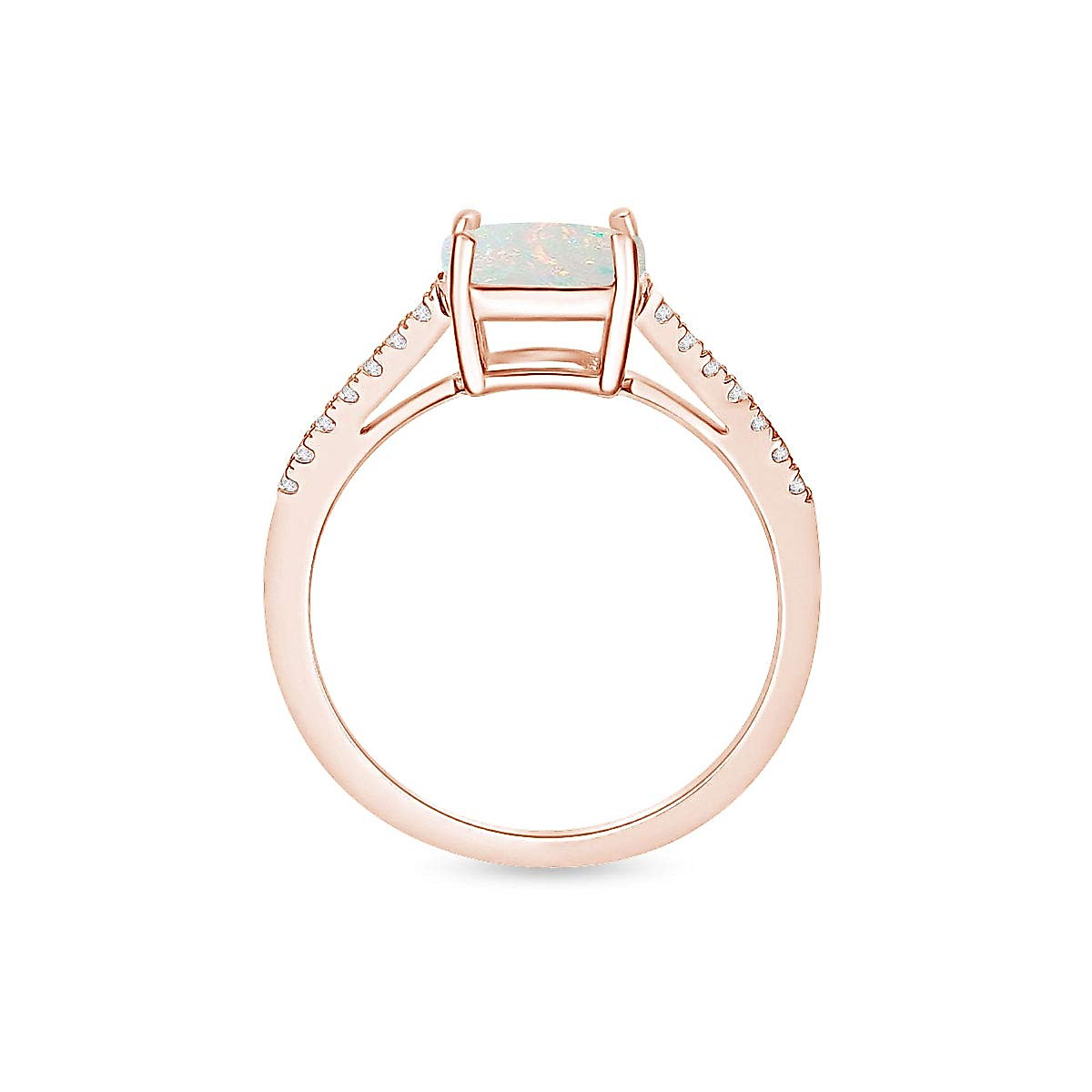 AFFY 14k Rose Gold Over Sterling Silver Lab Created Opal And Simulated White Sapphire Solitaire Engagement Bridal Ring Jewelry For Women Birthday