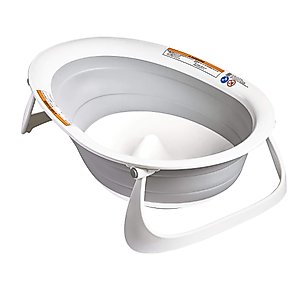 Boon Naked Collapsible Baby Bathtub - Adjustable 2-Position Collapsible Baby Bath for Travel - Recline or Sit Up for Infants and Toddlers - Baby Travel Essentials - Gray - Ages 0 to 18 Months