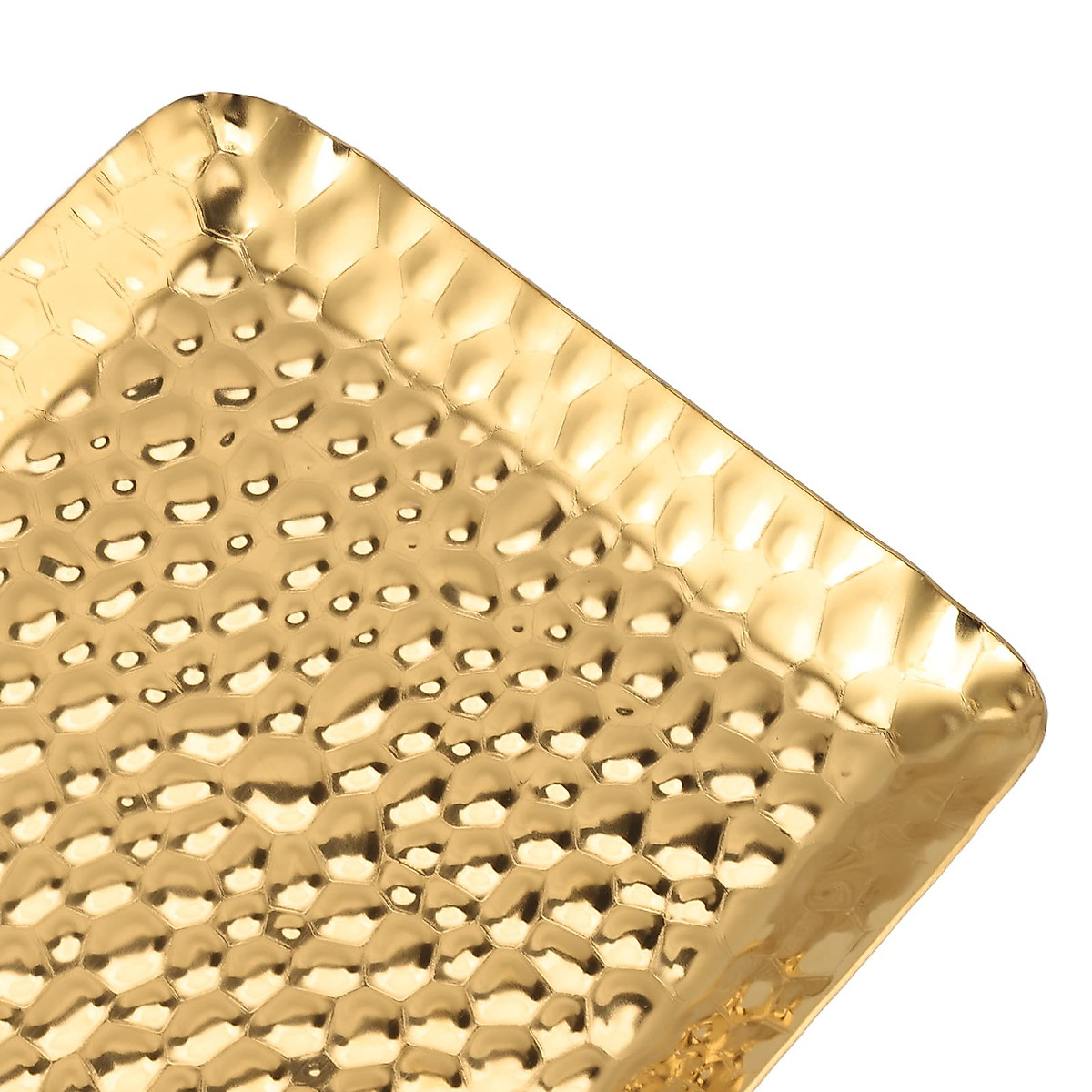 Fdit 25x11cm Towel Hammering Trays,Stainless Steel Multipurpose Dishwasher Safe Dessert Tray That Suitable for Family Restaurant Use (Gold)