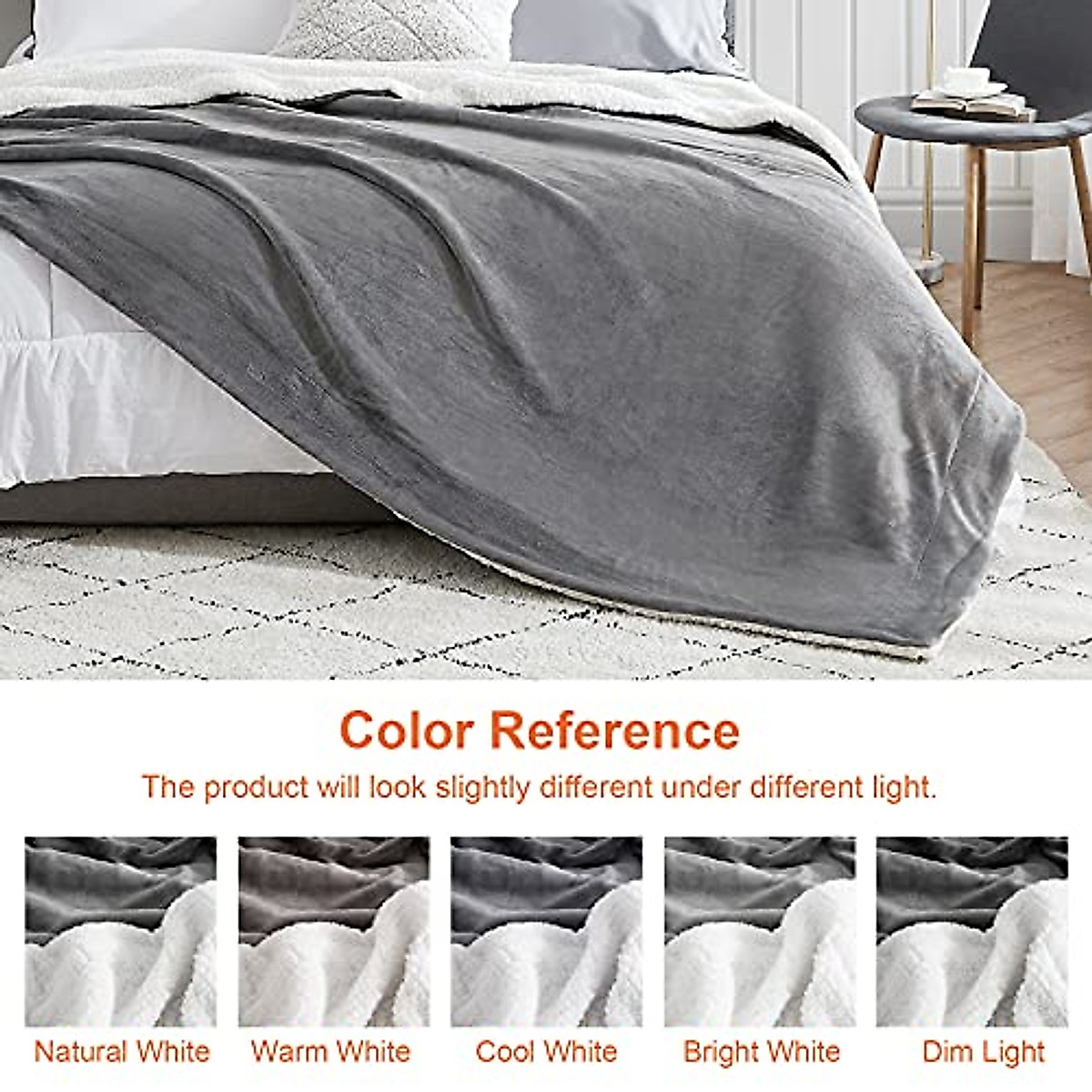 EHEYCIGA Sherpa Blanket Twin Size - Fuzzy Sherpa Fleece Blanket Twin Size Super Soft Plush Blanket, Thick Winter Blanket, Grey, 60x80 Inches