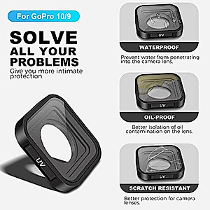 ParaPace Lens Replacement for GoPro Hero 11/Hero 10/Hero 9 Black,UV Protective Glass Cover Action Camera Accessories Kits(Black)