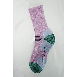 SEOULSTORY7 5Pack Women's Multi Performance Padded Hiking/Outdoor Crew Socks Year Round Design2-5Pair Purple/Light Gray/Light Blue/Pink/Beige Small