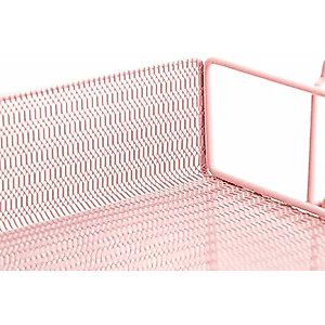 Blu Monaco Pink Desk Organizer Stackable Paper Tray Set of 2 - Metal Wire Two Tier Tray - Stackable Letter Tray - Inbox Tray for Desk