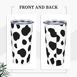Black And White Cow Pattern 20oz Tumbler Stainless Steel Vacuum Insulated Double Wall Travel Tumbler, Durable Insulated Coffee Mug, Thermal Cup With Lid and Straw for Hot & Cold Drinks