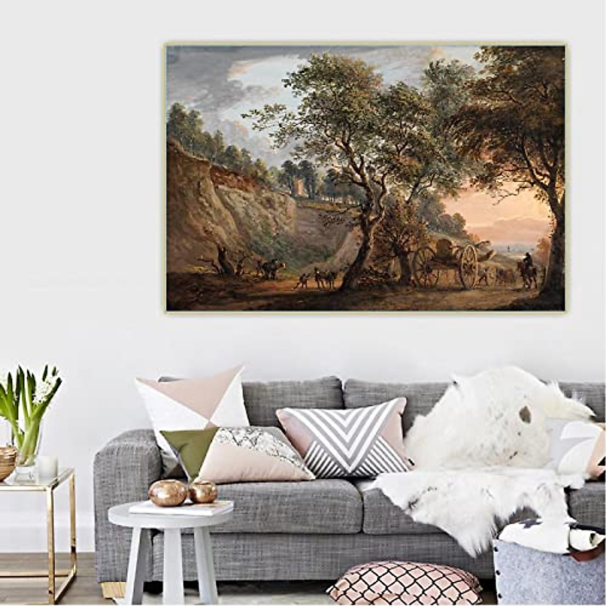 Sandby Classical Oil Painting Reproductions Print on Canvas"View at Charlton,Kent",Canvas Wall Art for Home Decor Picture 50x75cm(20x30in) Frameless