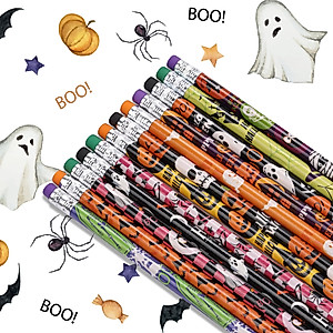 xutengy 72Pcs Halloween Pencils Stationery Party Favors Set， Halloween Themed Pencil Set Gifts Kit for Kids Halloween Party Supplies, Classroom Rewards, Trick or Treat Prizes
