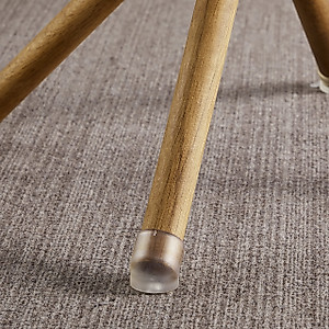 Zouron Swivel Mid Century Modern Office Chair, Ergonomic Desk Chair for Living Room, Computer Chair PU Leather Home Office Chair with Oak Wood Legs, Yellow Brown, No Wheel