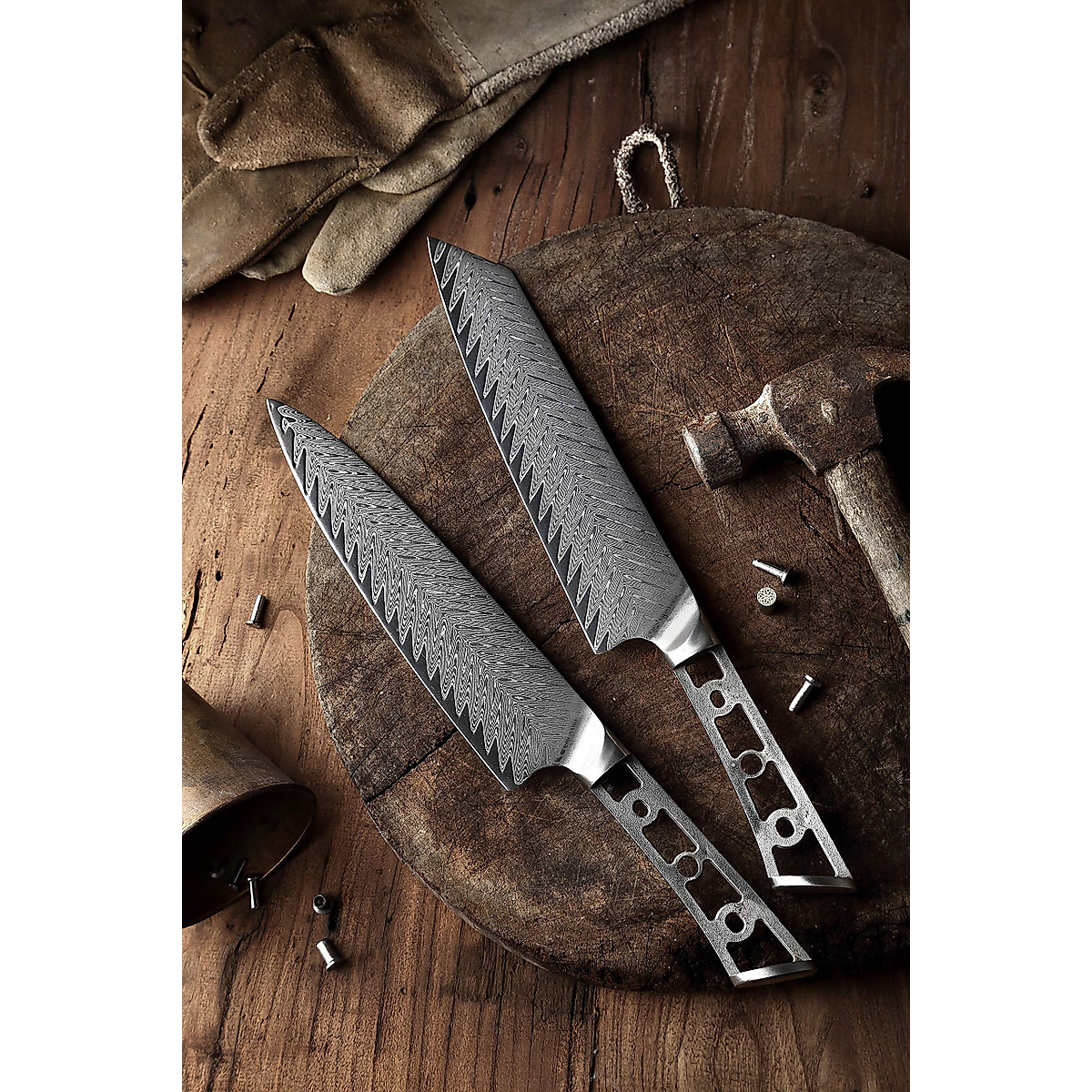 KATSURA Woodworking Project Kit – Gyuto Chef Knife Blank – 8 Inch with 50mm wide blade – Japanese Premium AUS 10, 67 Layers Damascus Steel – Thunder-X Series – NO LOGO