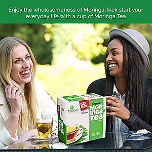 MOGO Organic Moringa Tea Bags - 50 Count,100% Pure,Caffeine Free,Rich Aroma and Taste, Premium Grade Moringa Tea Leaves, Antioxidants Rich Herbal Tea(Packaging Vary)