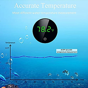 Aquarium Thermometer Digital, Fish Tank Thermometer, Reptile Terrarium Thermometer, Incubator Thermometer, Fish Tank Accessories with LED Display and USB Rechargeable Cordless, Range of 14-122℉