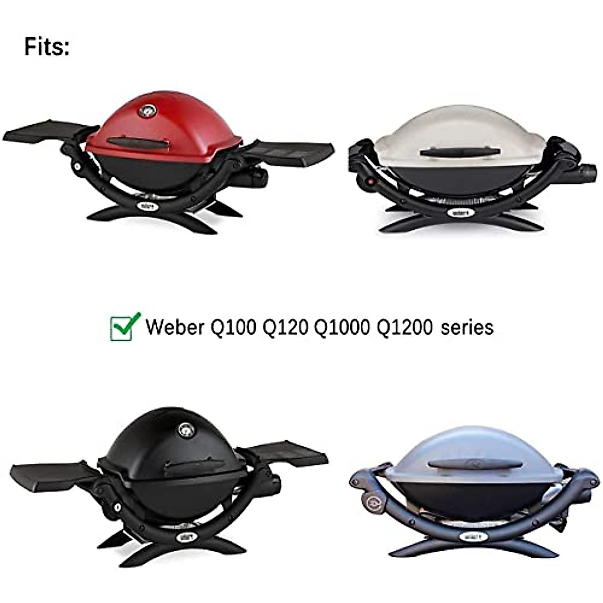 QuliMetal 60040 Grill Burner and 7644 Cooking Grates for Weber Q100, Q120, Q140, Q1000, Q1200, Q1400 Series Gas Grills