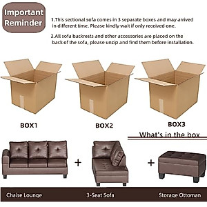 Lamerge Sectional Sofa Couch for Living Room, Modular Sectional Sofa with 6 Seats L Shaped Sofa Set with PU Leather Ottoman, Button Tufted Comfy Living Room Sofa Couch for Small Place