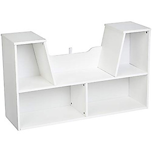 Amazon Basics Kids Bookcase with Reading Nook and 7 Storage Shelves, White, 40.1"L x 11.8"W x 24"H