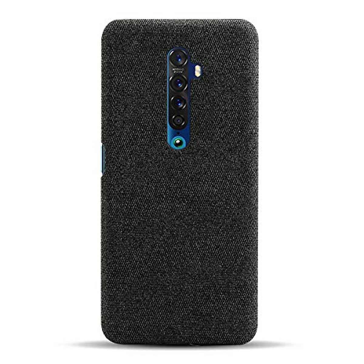 LUSEHNG Case for Oppo Reno2, Solid Color Canvas Smartphone Cover for Oppo Reno2, Slim Duaable Lightweight - Black