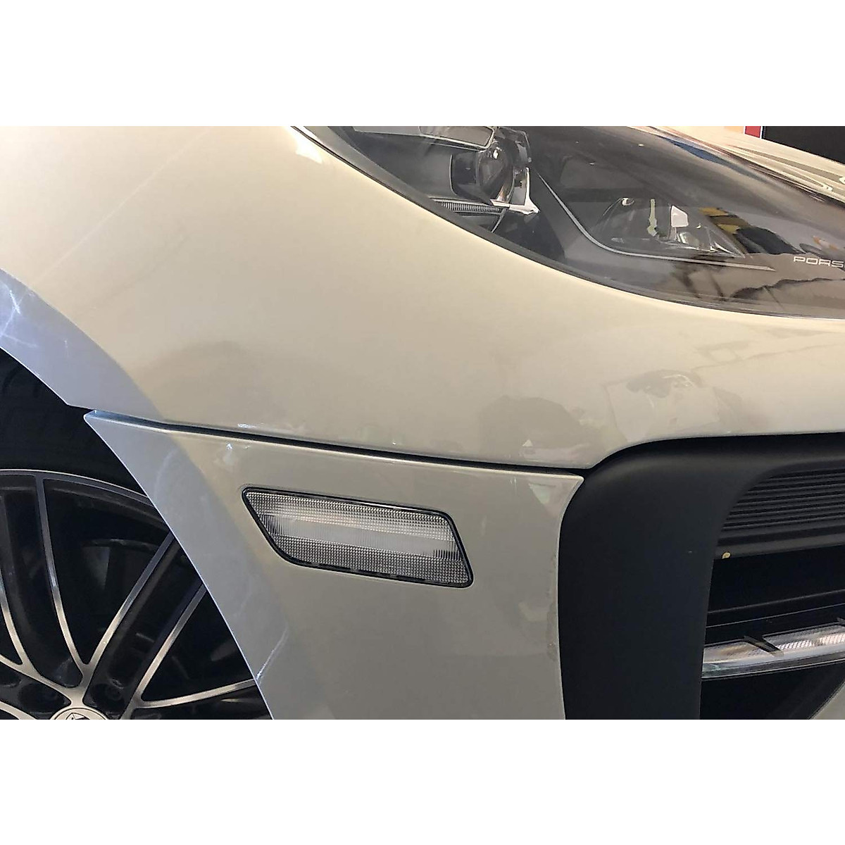 iJDMTOY Clear Lens Amber Full LED Bumper Side Marker Light Kit Compatible With 2014-up Porsche Macan, Powered by 40-SMD LED, Replace OEM Front Sidemarker Lamps