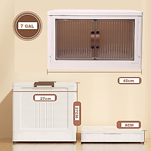 Dontinhu Stackable storage bins open front,collapsible storage bins, 7GAL-3Packs stackable closet organizers with wheels,for home and dorm(Creamy white)