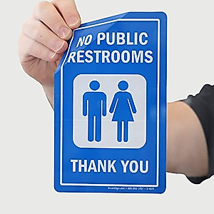 SmartSign “No Public Restrooms, Thank You” Glass Door Decal | 8"x5" Polyester