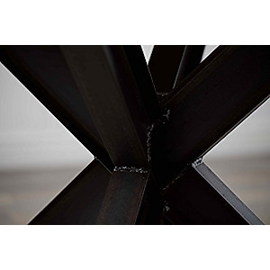 JAMES + JAMES Square Industrial Steel X Pedestal Table (46" x 46" Square, Tuscany Finish)