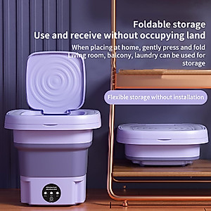 Walbest Mini Portable Washing Machine, 8L Foldable Small Washers Machine for Baby Clothes, Underwear, 2-in-1 Washing Machine & Spin Dry Folding Travel Laundry Tub for Cleaning Sock Small Rags Purple
