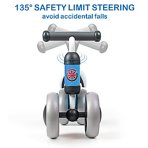 Baby Balance Bike Toys for 1 Year Old Boy Girl Gifts, 10-24 Month Toddler Balance Bike with 4 Silence Wheels, No Pedal Toddler First Bike, First Birthday Gifts Christmas for Boys and Girls (Blue)