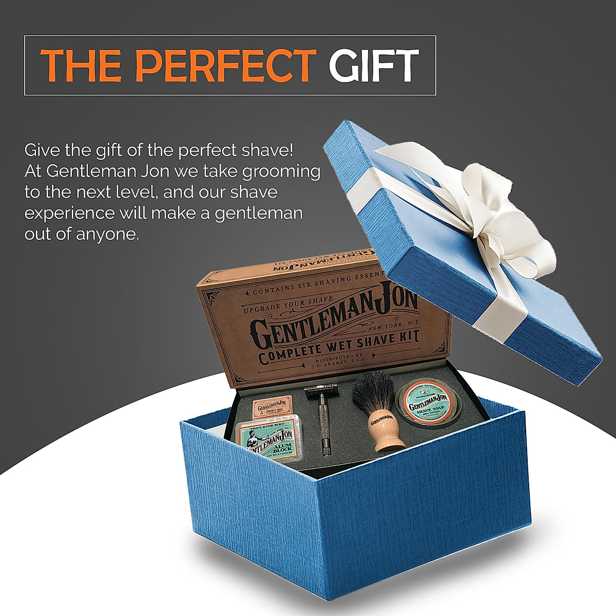 Gentleman Jon Safety Razor Shaving Kit | Vintage Wet Shave Grooming Set for Men - Includes: Safety Razor, Hair Shaving Brush, Alum Block, Shave Soap, Bowl & Double Edge Razor Blades