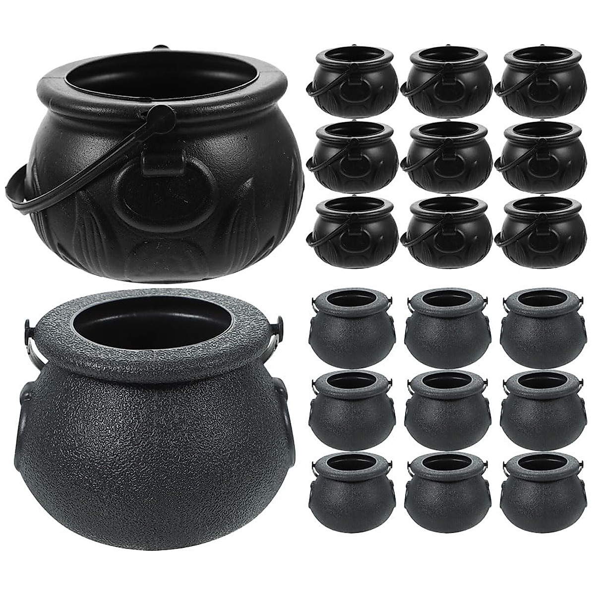 LUOZZY 24pcs Mini Candy Cauldron Kettles Halloween Candy Bucket with Handle Halloween Party Decoration