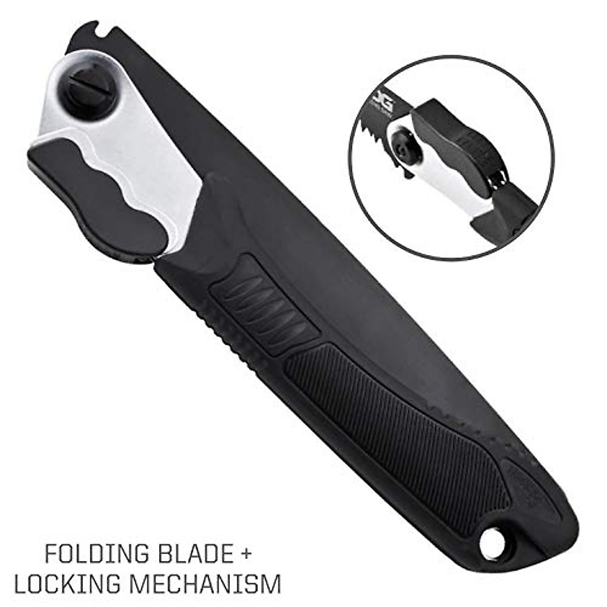 SOG Folding Saw - Wood Saw, Hand Saw, Pruning Saw and Camping Saw with 8.25 Inch Removable Blade and Compact Sheath for Foldable Saw (F10N-CP) , Black