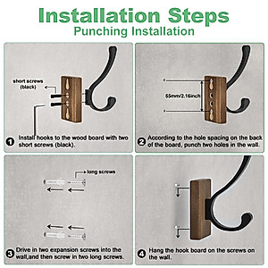 bussdis Wood Wall Hooks for Hanging - 4 Pack Hooks Wall Mounted, Wooden Rustic Farmhouse Heavy Duty Towel Hooks, Hooks for Coats, Towel, Hat, Keys, Purse, Bag and Robe