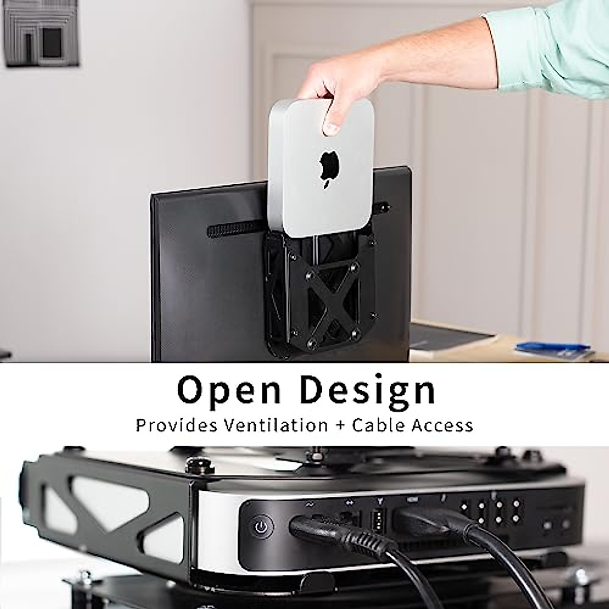 VIVO Behind Monitor VESA Mount Designed for Mac Mini CPU, 2010-Present Models, Monitor Arm Computer Holder, Concealed Back of Screen Mount with Desk Clamp Option, Black, Mount-MINI1