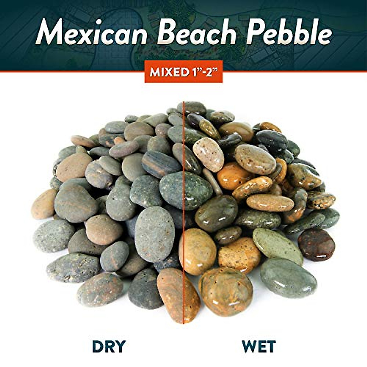 Mexican Beach Pebbles | 20 Pounds of Smooth Unpolished Stones | Hand-Picked, Premium Pebbles for Garden and Landscape Design | Mixed, 3 Inch - 5 Inch