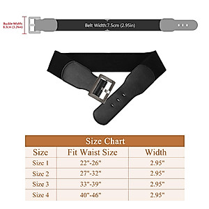 SUOSDEY Wide Elastic Belt for Women, Stretch Cinch Waist Belt for Ladies Dresses with Metal Buckle,black belt with silver buckle