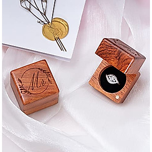 Mr. and Mrs. Ring Box – Handmade Wood Ring Box for Wedding day Ring Boxes Small Engraved for Engagement/Proposal, Rustic Ring Box, Ring Storage Box Engagement Gift (Wood Ring Box - Flower 2 PCs)