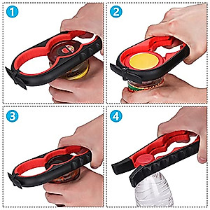 5 in 1 Multi Function Bottle Jar Opener Kit,Non Slip Safe Cut Can Lid Grip Opener,Suitable Manual Can and Jar Opener handheld for Children,Arthritis,Women,Elderly,Kitchen & Restaurant