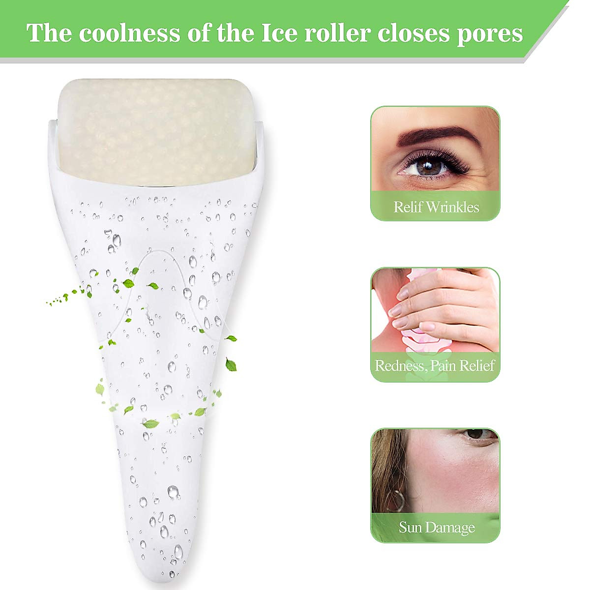 Fronnor Ice Roller for Face,Eyes,Women Gifts Idea,Therapeutic Cooling to Tighten Brighten Complexion and Reduce Wrinkles,Massager Under Eye Puffiness,Migraine and Pain Relidf (White)
