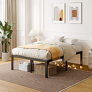 ZIYOO Queen Size Bed Frame, 18 Inches Platform Bed Frame, 3500lbs Heavy Duty Steel Slat, Non-Slip Design, No Box Spring Needed, Easy Assembly, Quiet Noise Free, Under Bed Storage Space, Black