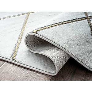 Abani Luna LUN150A Contemporary Marble Gold Lines Area Rug 7'9" x 10'2"