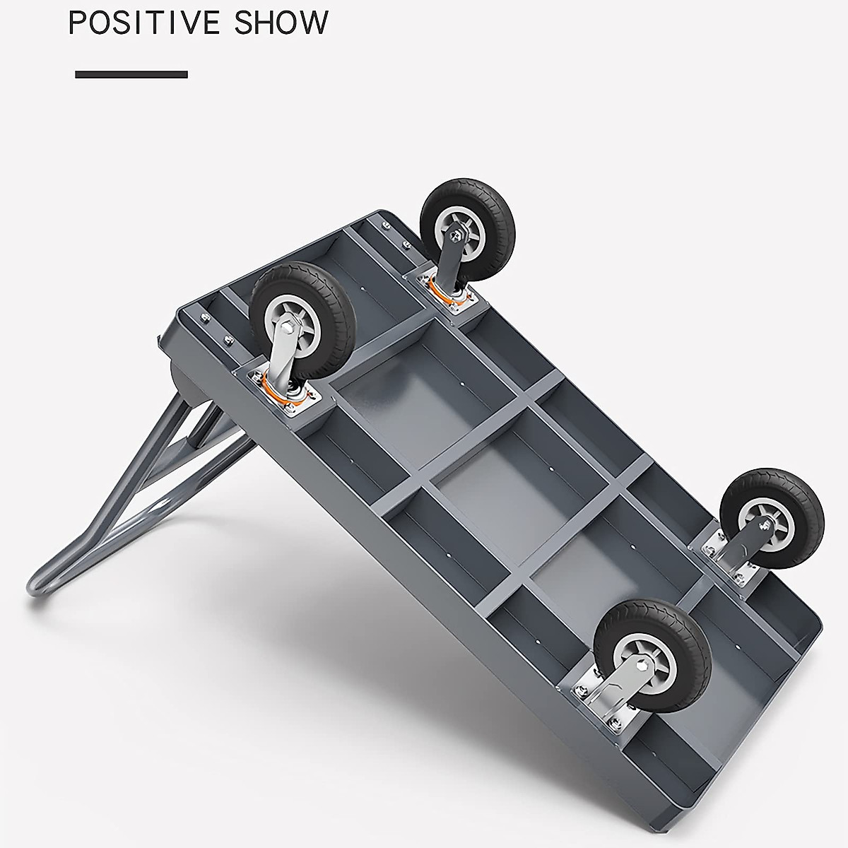 Platform Trucks Flatbed Cart Platform Truck with Foldable Handle and 360 Degree Swivel Wheels Steel Push Hand Cart for Loading and Storage Hand Truck Push Cart