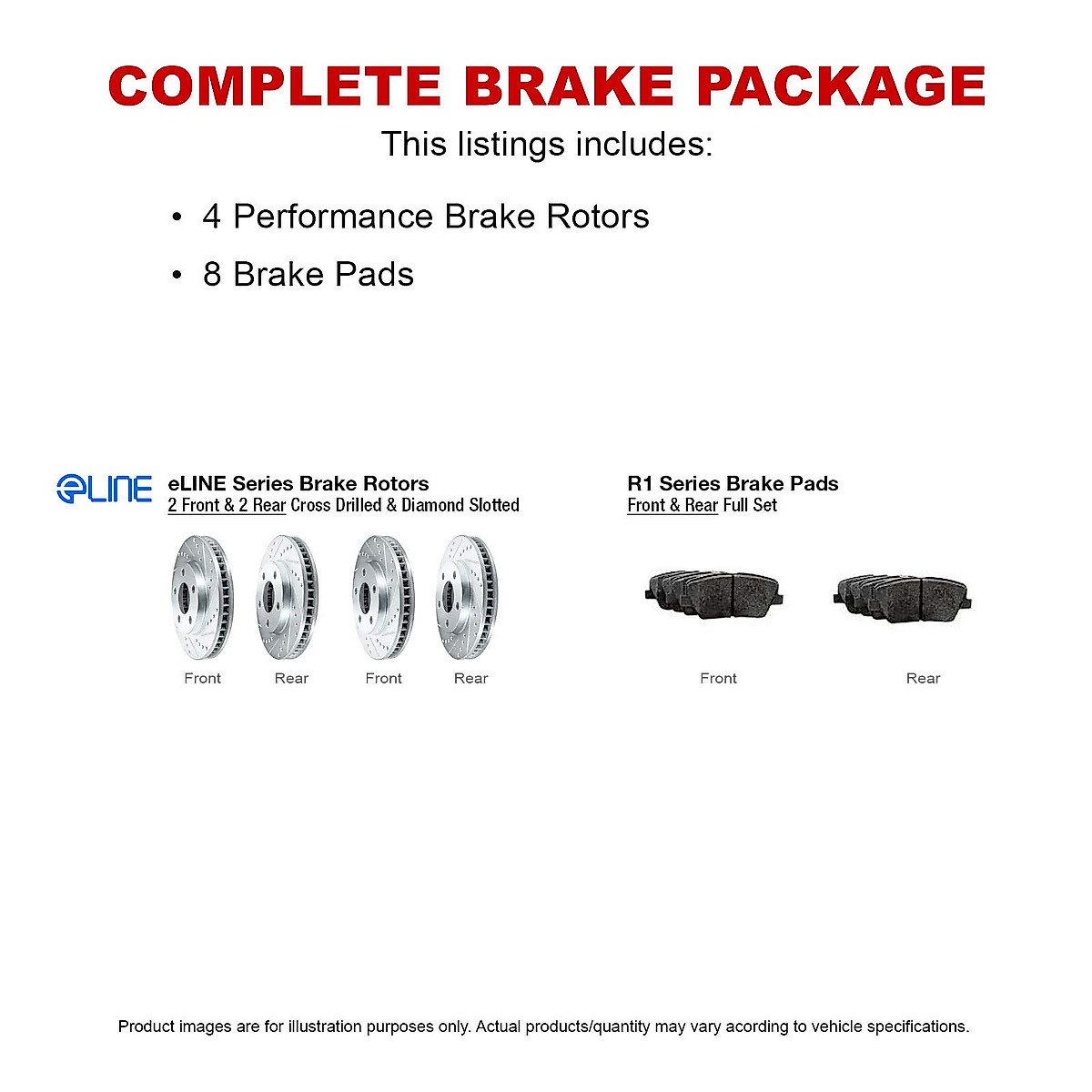 R1 Concepts Front Rear Brakes Pads and Rotors Kit| Brakes Rotors| Brakes and Rotors Kit Front and Rear| Ceramic Front Rear Brakes and Rotors Kit| Fit 2013-2021 INFINITI JX35, QX60, Nissan Murano
