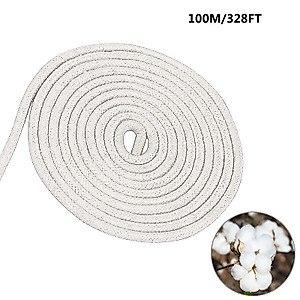 KEILEOHO 1/4 Inch Natural Cotton Rope, 328 FT Length White Clothesline Cord Craft Knitting Thread String Wall Hanging Rope for Garden Plant DIY Decoration Clothes Hanger with 4 Snap Hooks