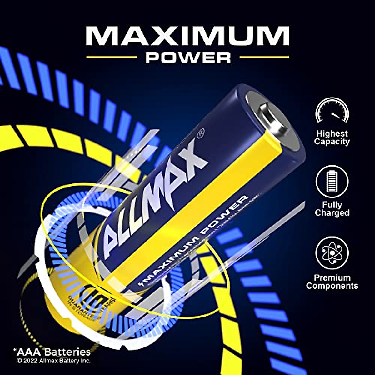 Allmax AAA Maximum Power Alkaline Triple A Batteries (100 Count) – Ultra Long-Lasting, 10-Year Shelf Life, Leakproof Design, Superior Performance – 1.5V