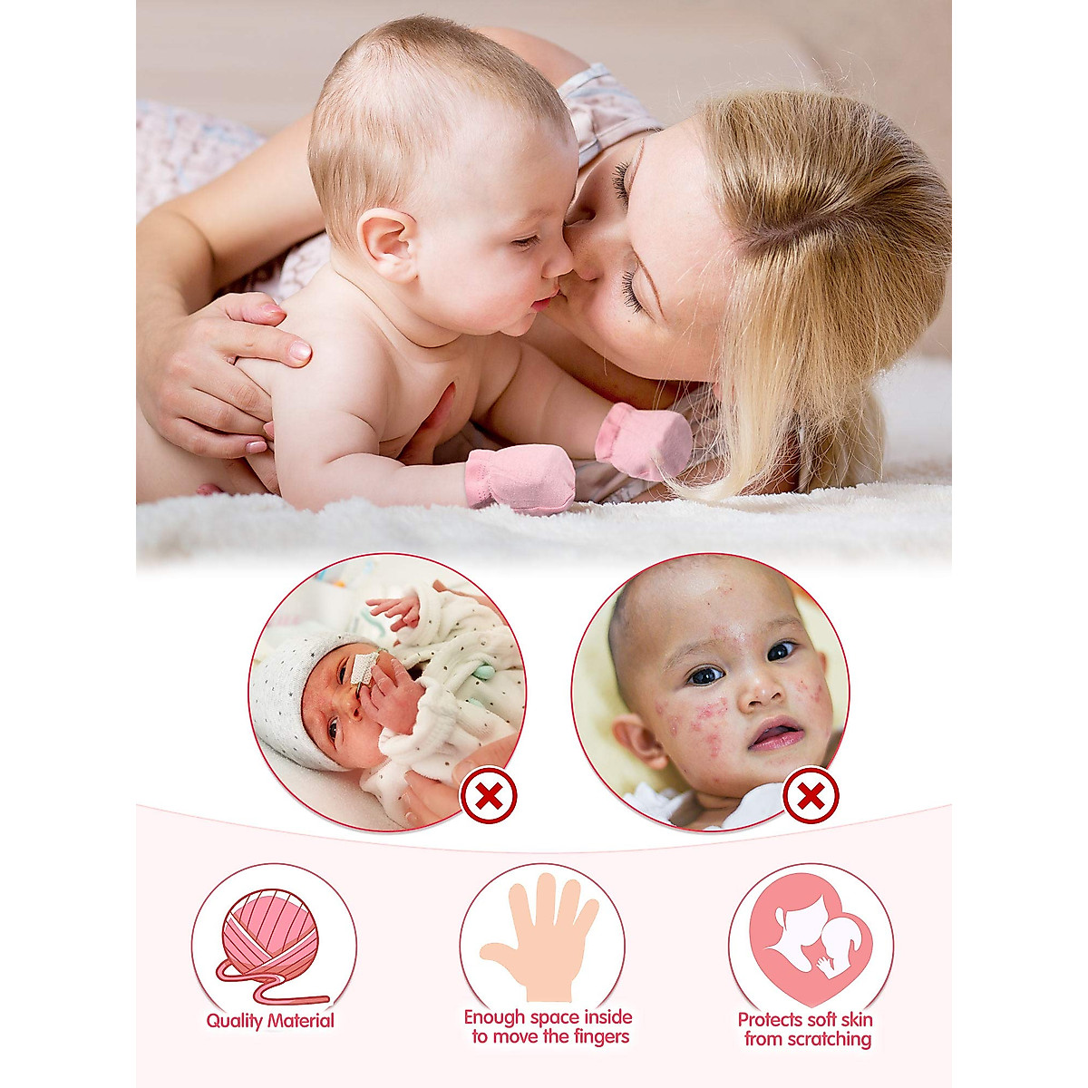 20 Pairs Newborn Baby No Scratch Mittens Unisex Baby Cotton Gloves Infant Toddler Mitts Set for 0-6 Months Baby Boys and Girls