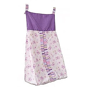 Purple Butterfly Diaper Stacker Organizer, Nursery Crib Diaper Hanging Bag for Baby Girl