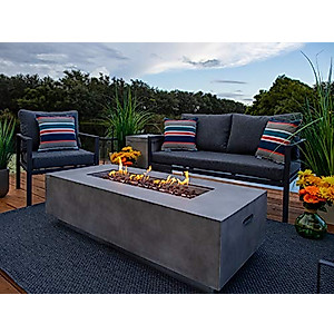 Juno 4 Piece Outdoor Furniture Conversation Set with 56" Rectangular Propane Gas Fire Pit Table
