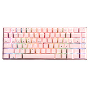 Kafuty-1 Mechanical Gaming Keyboard | 68 Keys | RGB LED Backlit | 2.4G/ Bluetooth 3.0/ Type C Wired 3 Modes, for Windows2000/ME/XP/for Vista /7/HarmonyOS/8/10/for Android/for iOS - Pink (Black Shaft)