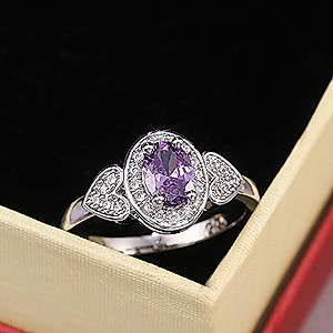 SCHZBSP S925 sterling silver vintage amethyst diamond ladies ring heart-shaped pavé cubic zirconia ring gorgeous CZ diamond ring eternal engagement ring ring fashion female ring (6)