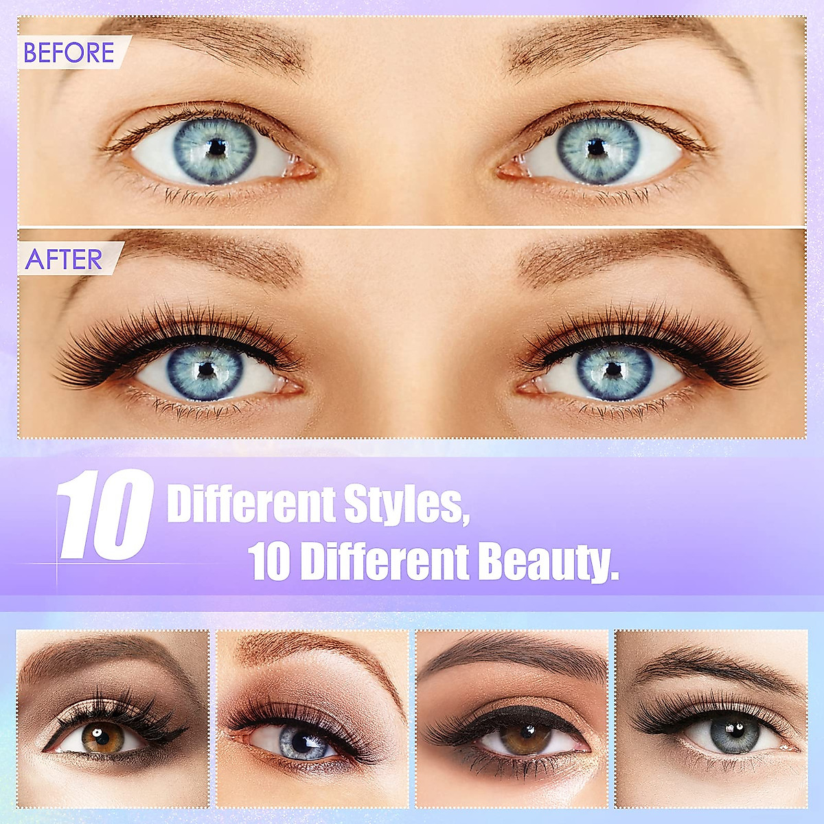 DEJAVIA Magnetic Lashes [10 Pairs], Premium Natural Looking Magnetic Eyelashes with Eyeliner Kit，Reusable Lightweight Wispy Strong Magnetic Eyelashes with Applicator and Tweezers, No Glue Needed