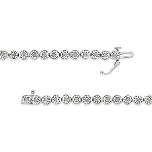 Haus of Brilliance .925 Sterling Silver 1.0 Cttw Miracle Plate Set Diamond Bezel Link Design Tennis Bracelet (I-J Color, I3 Clarity)
